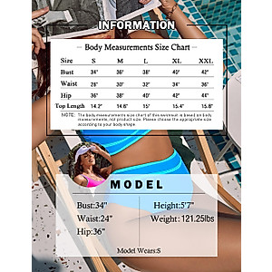 BMJL Women's High Waisted Bikini Sets Sporty Two Piece Swimsuits Color Block Cheeky High Cut Bathing Suits(M,Blue)