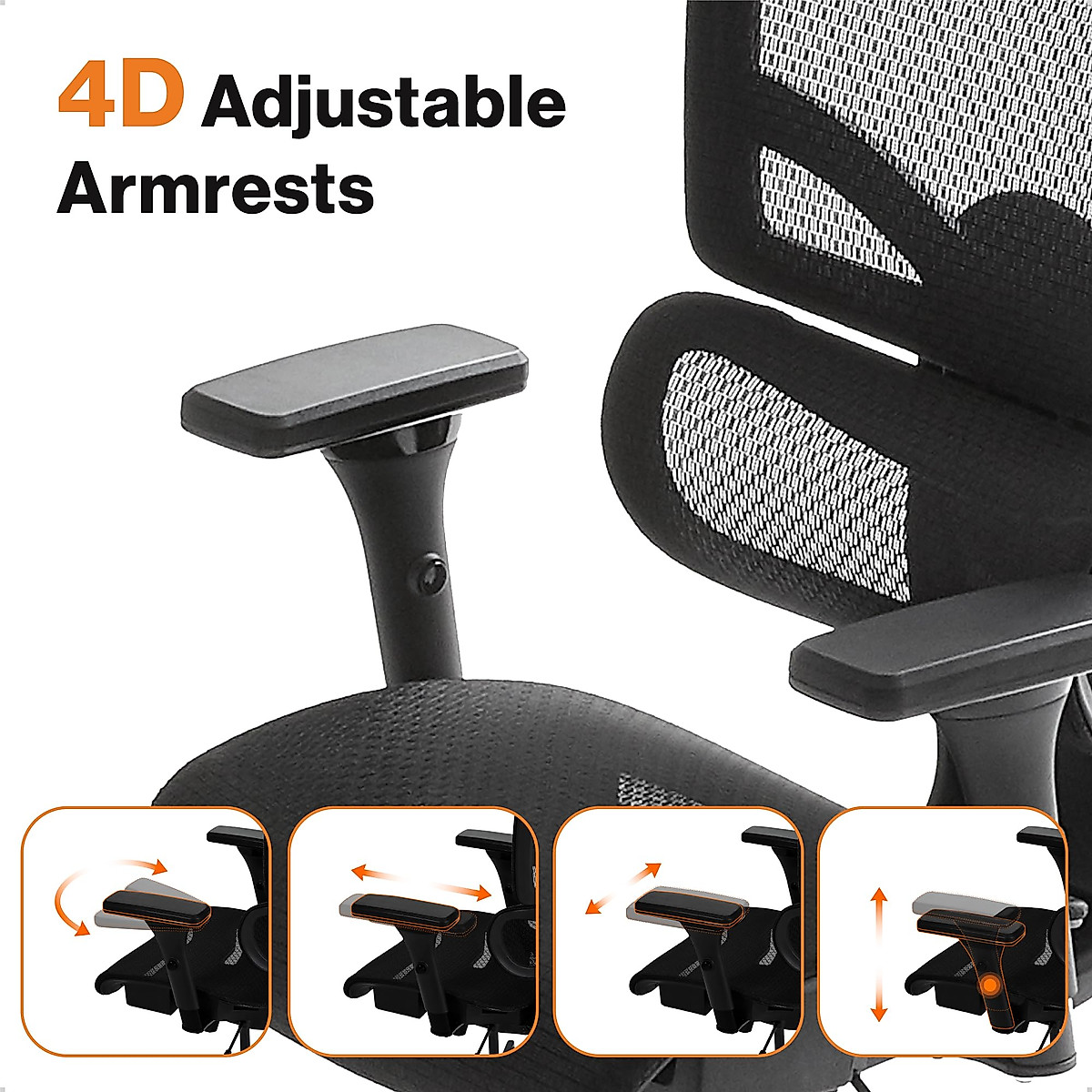 Wellnewlife Prestige Ergonomic Office Chair Adjustable Lumbar Support and Seat Depth, Mesh Office Chair with 4D Adjustable Armrest, Adjustable Headrest and Wheels, High Back Home Office Desk Chairs