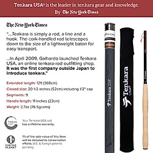Tenkara USA Fly Fishing IWANA™ Rod with Case, Classic All-Around for Small to Medium Fish - Ultra-Light, Gloss Carbon Finish (12ft - 366cm)