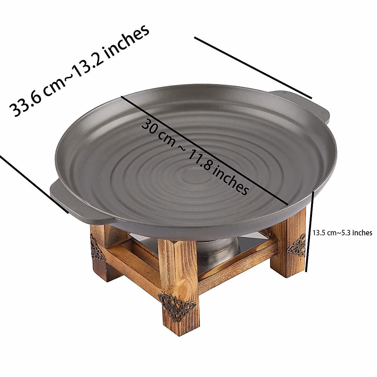 BBQ Round Roasting Tray, luminum Ceramic Plate Non Stick Grill Plate Barbecue Skewers Chafing Dish Party Buffet Pan Cookware for Barbecues, Camping, Durable and Reusable (2L)