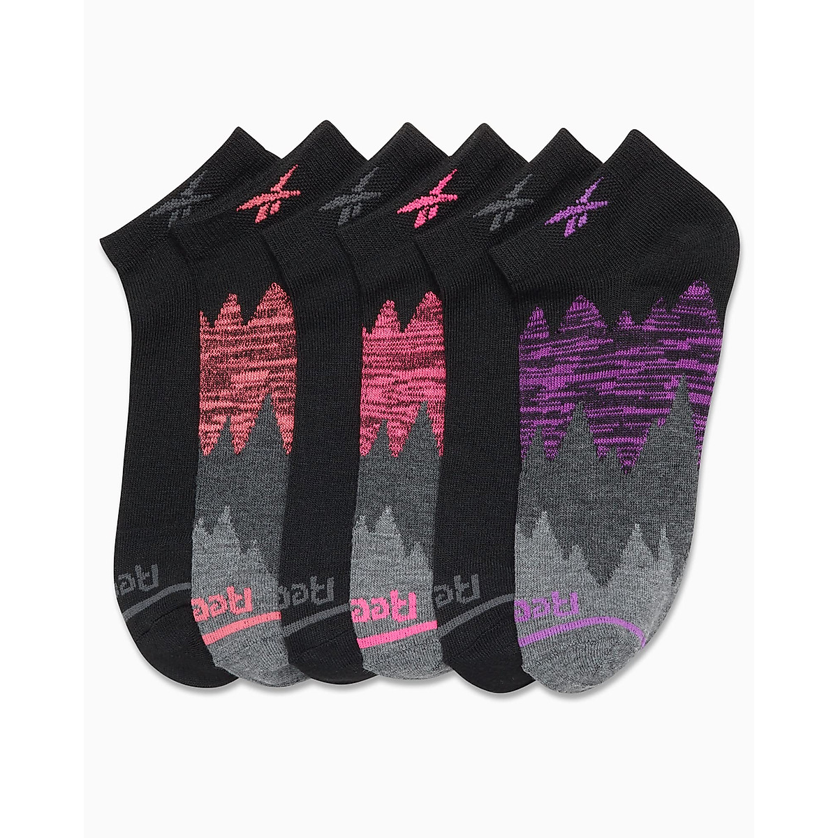 Reebok Women's Athletic Socks - Performance Low Cut Socks (6 Pack), Size 4-10, Black Marl