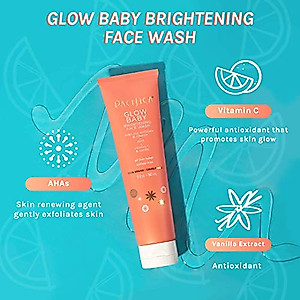 Pacifica Beauty Glow Baby Brightening Daily Face Cleanser, Exfoliate and Cleanse, Vitamin C, AHA for All Skin Types, Sulfate & Paraben, Vegan and Cruelty Free, Orange & Vanilla, 5 Fl Oz, Pack of 2