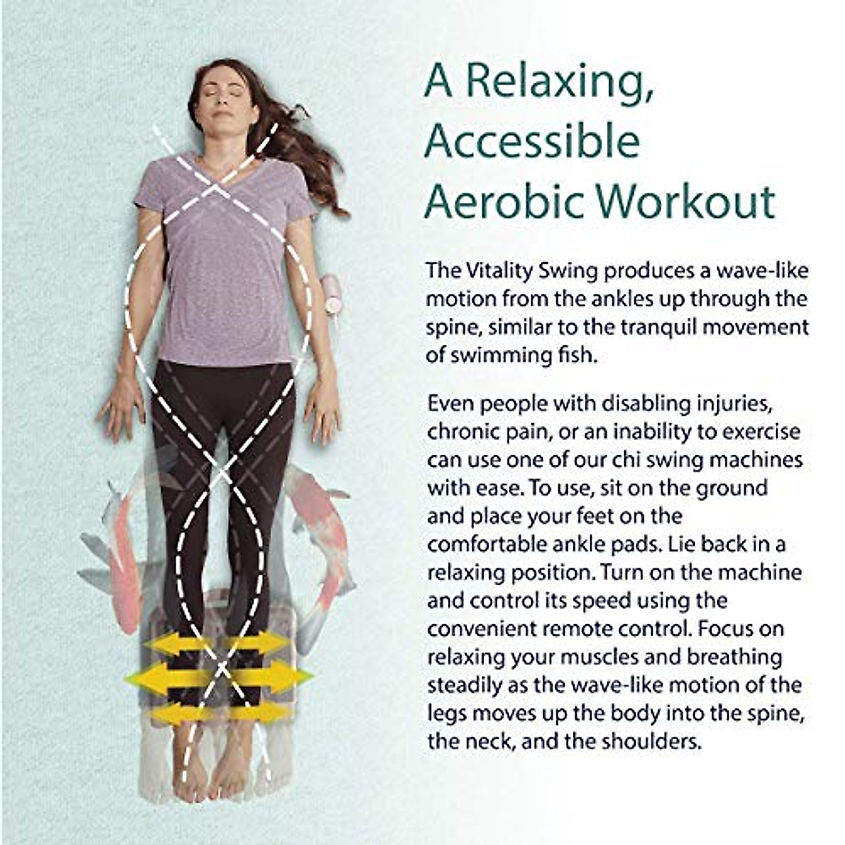 Daiwa Felicity Chi Swing Machine Original - Passive Aerobic Exerciser for Vitality Swing Shaking Exercise - Chi Machine Lymphatic Massager with Comfortable Padded Ankle Cradle for Full Body Relaxation