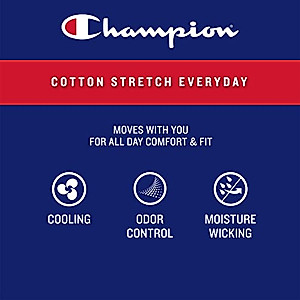 Champion Men's Boxer Briefs, Every Day Comfort Stretch Cotton Moisture-Wicking Underwear, Multi-Pack, Blue White Script Logo/Black/Red-3 Pack, Medium