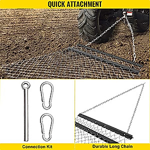 VEVOR, 4' x 5' ATV Chain, UTV Tractor Attachments Drag Mat for Landscape Leveling or Sod Prepping, Durable Harrow Rake Grader for Gravel Driveway, Farm, Garden, Field, Black