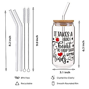 Teacher Appreciation Gifts for Women, Teacher Appreciation Gifts from Students, Teacher Gifts for Birthday, Christmas, Back To School, New Teacher Graduation Gift - 2pcs 20 Oz Teacher Can Glass