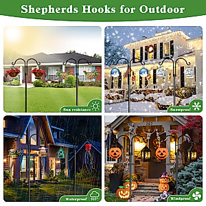 LWWTBS Double Shepherds Hooks for Outdoor (1Pack,76 inch) Heavy Duty Adjustable Bird Feeder Pole Garden Decor Shepherds Hook for Hanging Bird Feeder, Plant Baskets, Hummingbird Feeder for Outside
