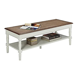 Convenience Concepts French Country Coffee Table with Shelf, Driftwood/White