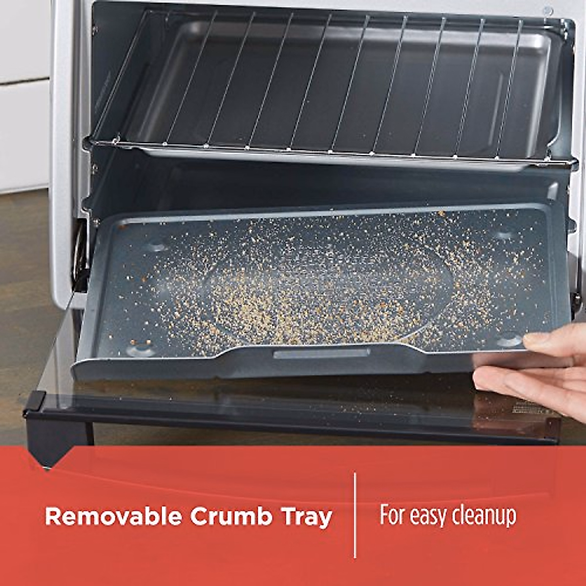 BLACK+DECKER TO1950SBD 6-Slice Convection Countertop Toaster Oven, Includes Bake Pan, Broil Rack & Toasting Rack, Stainless Steel/Black Convection Toaster Oven