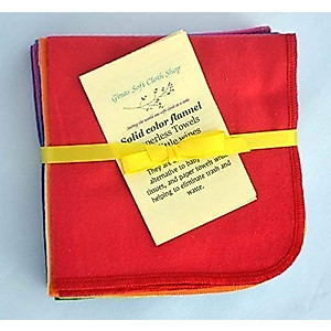 1 Ply Solid Cotton Flannel 12x12 Inches Paperless Towels Set of 10 Rainbow Set