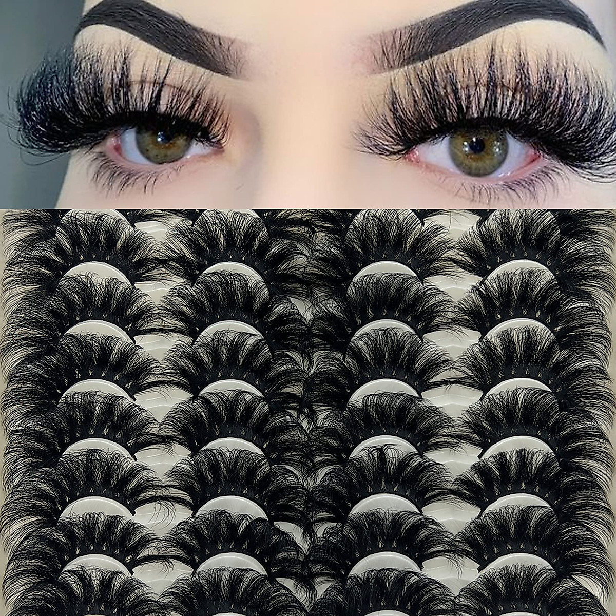25MM Lashes Mink Fluffy Long 20 Pairs Dramatic 3D Mink Lashes Pack, Reusable 5D Thick Long 25 MM False Mink Eyelashes Bulk