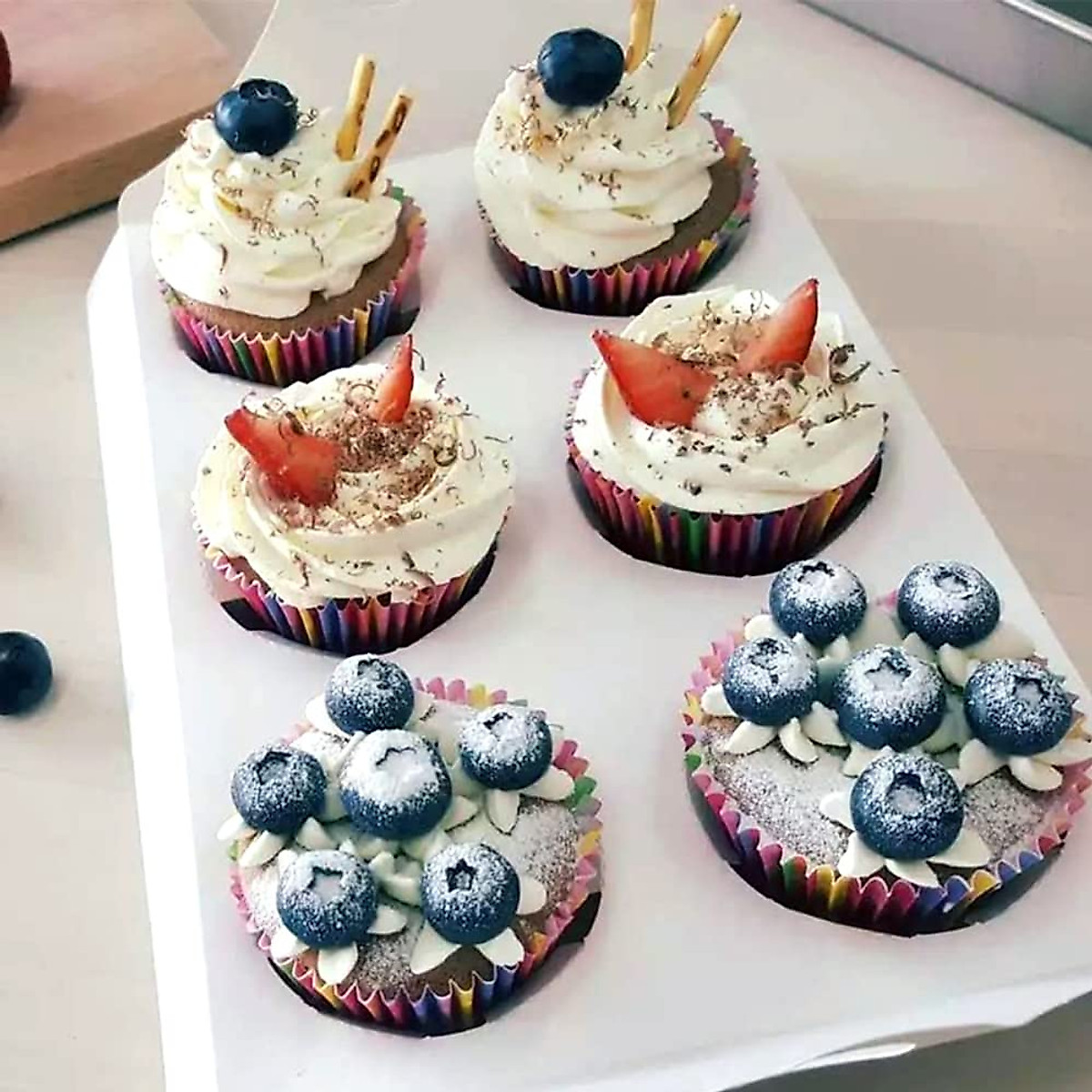 SKIDEC Cupcake Liners 4 Styles, Colorful Paper Baking Cups, Disposable Cupcake Wrappers Muffin Cupcake Liners for Holiday and Party Baking Supplies, 400 Pack