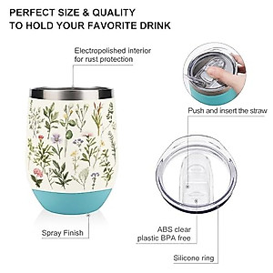 WYUSPGK 304 Stainless Steel Insulated Cup, Season Watercolors of Herbs Flowersb Print Smooth Rim, Durable & Reusable - Perfect for Office, Home, And Travel