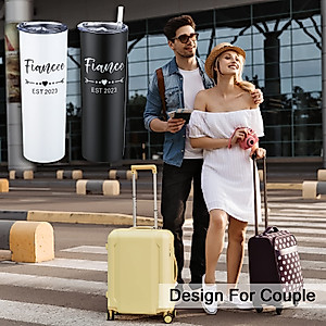 DHQH Fiance and Fiancee 2023 Tumbler Set, Engagement Wedding Gifts for Couples Newlyweds Wife Husband Bride To Be Newly Engaged 20oz Travel Tumbler Bachelorette Party Gifts.