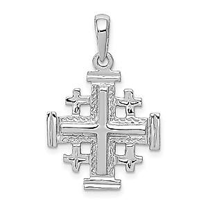 IceCarats 14K White Gold Jerusalem Holy Cross Necklace Religious Pendant Jesus Christ Charm 30mm x 24mm - Pendant Only