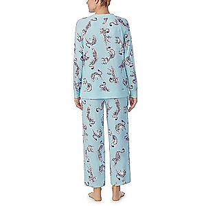 kate spade new york Long Sleeve V-Neck PJ Set Jumping Leopard SM