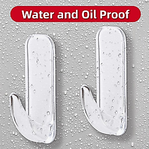 JulyWind Wall Hooks for Hanging Heavy Duty, Medium 22 Self Adhesive Wall Hooks with 26 Strips no Damage, Transparent Sticky Hooks for Key, Shower,Towel, Coat, Door, Hat