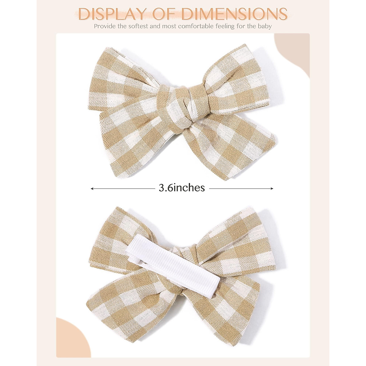 doboi 20PCS 3.6 Inches Baby Girls Linen Hair Bows Clips 10 Colors Fully Lined Hair Barrettes Accessories for Babies Infant Toddlers Kids in Pairs