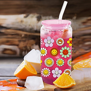 Joyclub 8 Sheet UV Dtf Cup Wraps for 16oz Glass Cups with Lids and Straws Teacher Appreciation Welcome Back to School Decor Transfer Stickers for Reusable Iced Coffee Cup Beer Can Glass (Emoticons)