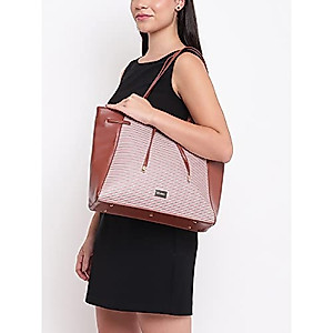 KLEIO Striped PU Leather Big Zipper Womens Tote Shoulder Travel Hand Bag Purse For College Office Ladies