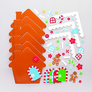 Baker Ross AT186 Gingerbread House Mix & Match Card Kits - Pack of 6, Decorate and Display for Christmas Decorations, Ideal Kids Arts and Crafts Project