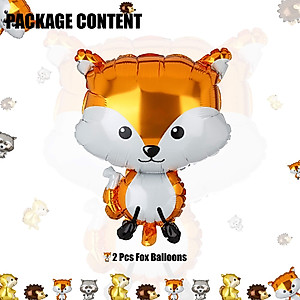 2 Pcs Fox Shaped Great Mylar Foil Critter Balloon Woodland Themed Party Birthday Baby Shower Decorations