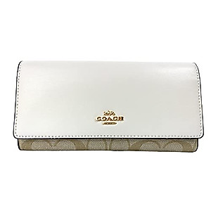 Coach Signature Slim Trifold Wallet (Light Khaki/Chalk)