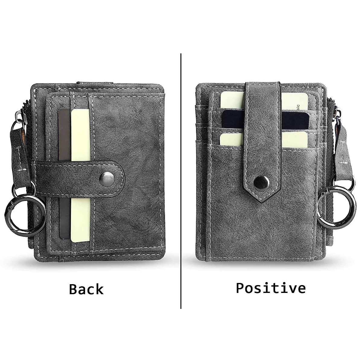 AOXONEL Card Wallet Leather Rfid Credit Card Holder for Women Compact Small Womens Wallet Ladies Slim Mini Coin Purse (Grey)