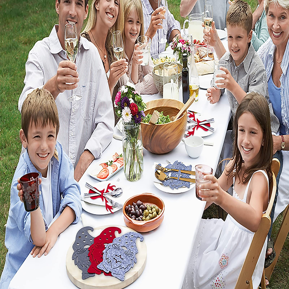 Christmas Cutlery Decoration, 12PCS Christmas Cutlery Bag Silverware Tableware Holder Knife Fork Bag Pouch Decor for Home Dinner Table, Festival Holiday Party, Christmas Tree Decoration (Elk-red)