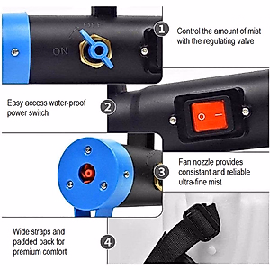 Grow1 Electric Backpack Fogger Machine ULV Atomizer Sprayer with Commercial Hose for Spraying Garden Greenhouse Indoor Outdoor Foggers, 4 Gallon