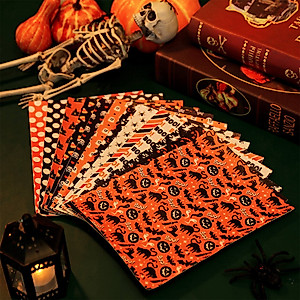 15 Pieces Halloween Leather Sheet Glitter Synthetic Leather Sheet Autumn Faux Leather Sheet Plant Leather Fabric Sheet for DIY Crafts Decoration Supplies (Classic Style)