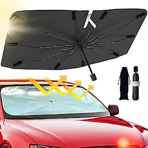 Car Windshield Sun Shade Umbrella - Foldable Car Umbrella Sunshade Cover UV Block Car Front Window (Heat Insulation Protection) for Auto Windshield Covers Trucks Cars (Large)