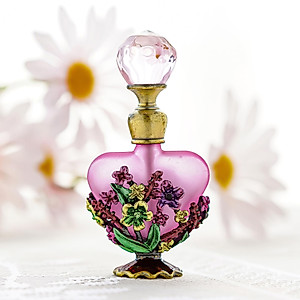 YU FENG Vintage Refillable Empty Crystal Perfume Bottle Handmade Home Decor Lady Holiday Gift (Violet)