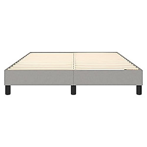 vidaXL Box Spring Bed Frame Home Indoor Bedroom Bed Accessory Wooden Upholstered Double Bed Base Furniture Light Gray 59.8"x79.9" Queen Fabric