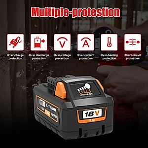 【2 Pack Upgrade 12.0Ah】 48-11-1812 Lithium Replacement Battery and Charger Combo Kit Compatible with Milwaukee 18V Battery 48-11-1850 48-11-1815 48-11-1860 48-11-1890 48-11-2230 48-11-2830(Red)