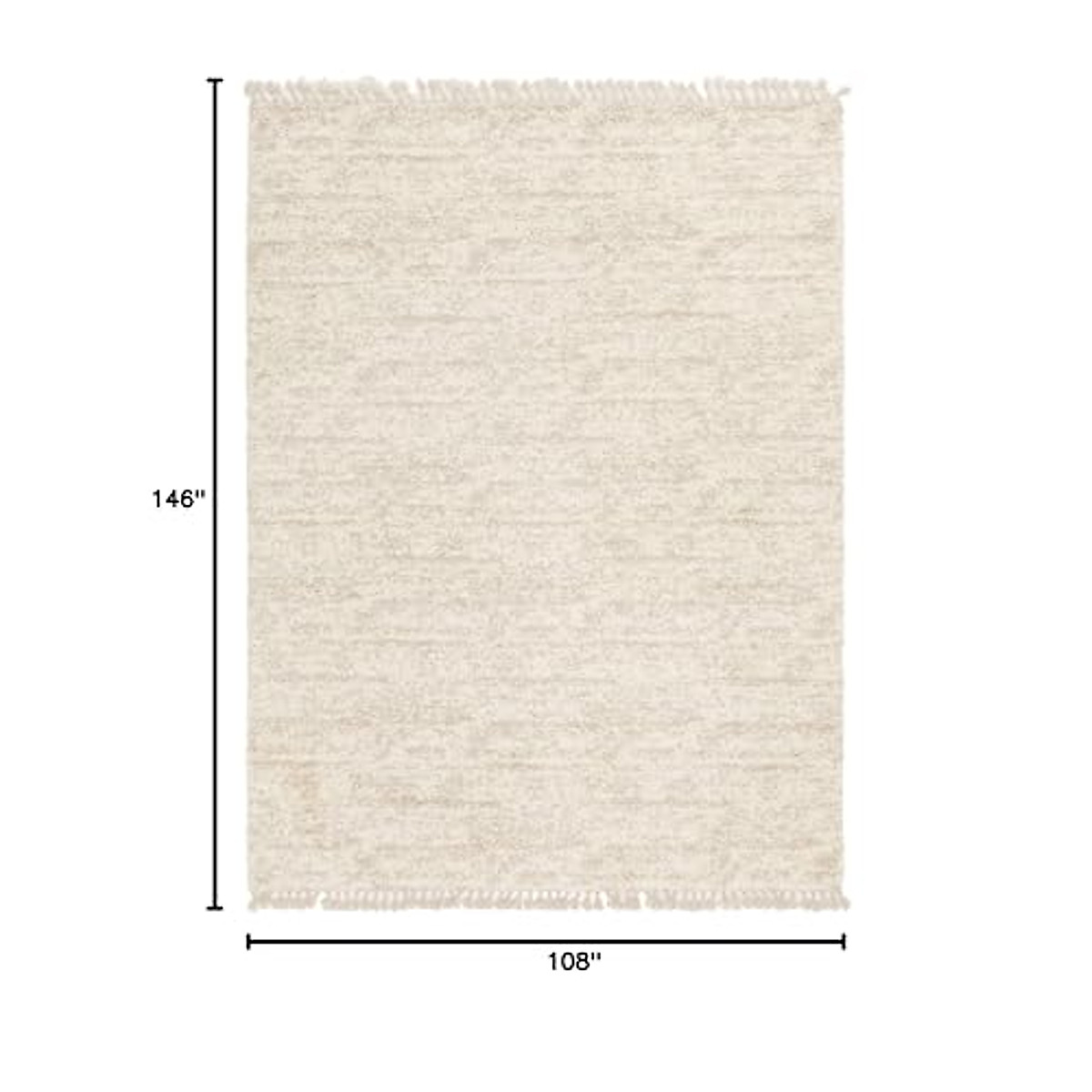 Unique Loom Hygge Shag Collection Modern Moroccan Inspired, Plush & Cozy Area Rug, 9 ft x 12 ft, Ivory/Tan