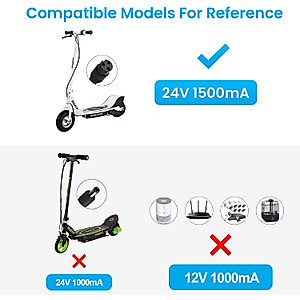 Fast Charging Scooter Battery Charger Standard 3-Prong Inline for Razor E100 E125 E150 E200S E175 E300 E500 MX350, Pocket Mod, Sports Mod and Dirt Quad, Charger Power Supply Cord