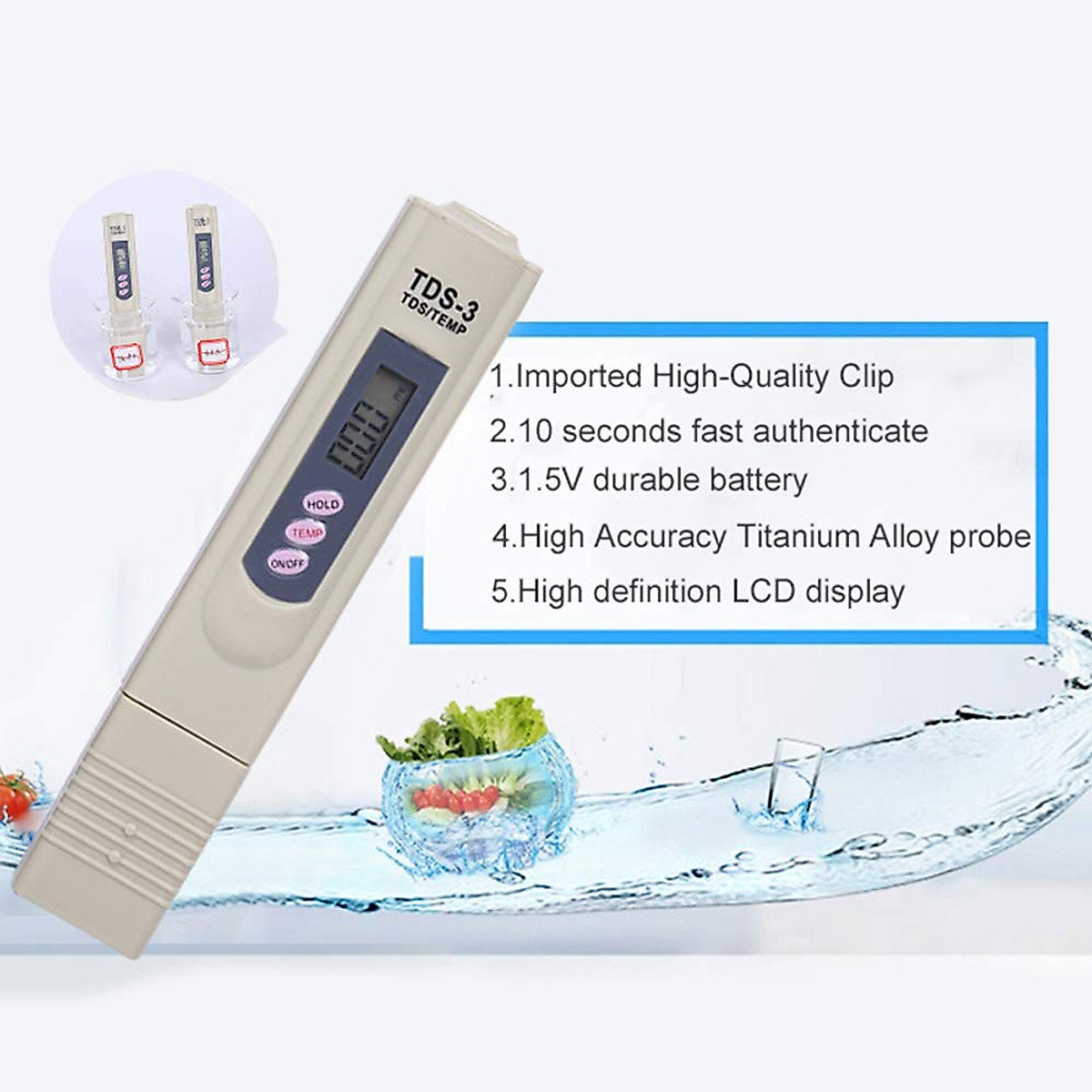 TDS Meter, Water Quality Tester Filter Pen, Accuracy Testing Water Quality for Drinking Water Purity Test, Swimming Pools, Aquariums, Etc.