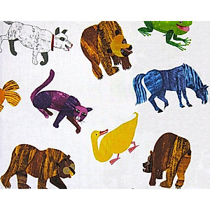 Brown Bear Brown Bear Painted Animals Multi Fabric by The Yard