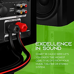 18AWG Speaker Wire, GearIT Pro Series 18 AWG Gauge Speaker Wire Cable (100 Feet / 30.48 Meters) Great Use for Home Theater Speakers and Car Speakers Black