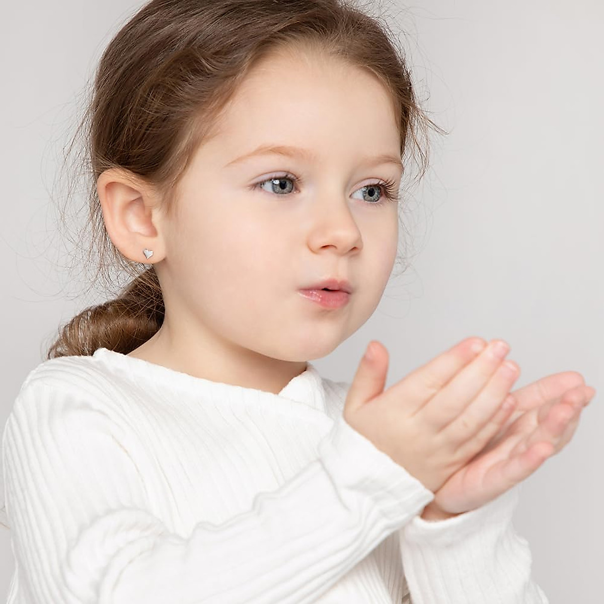 925 Sterling Silver 5mm Classic Heart Toddler Screw Back Earrings for Babies & Kids - Hypoallergenic Young Girl's Heart Earrings