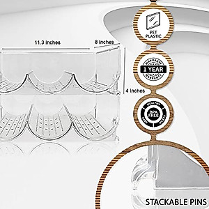 ELTOW Water Bottle Organizer Stackable Wine Rack, Vertical Standing Display Stand- Modern Decorative Organizer for Fridge, Kitchen Countertops, Pantry, Cupboards, Cabinets-Holds 3 Bottles – 2 Pck