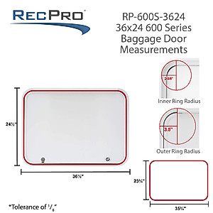 RecPro RV Baggage Door | Rounded Corners | Camper | Compartment Door | Black Fiberglass (36" W x 24" H) | Made in America
