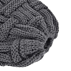 Rosoz 1&2 Packs Ponytail Beanie for Women Beanie Winter Hat Ponytail Hat Tail Stretch Cable Knit Cap Messy High Bun Hat