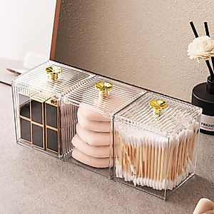 2 Pack Qtip Holder Dispenser for Cotton Ball,Cotton ball holder,Cotton swab holder,Qtip holder,Bathroom jars with lids set,Qtip dispenser,Cotton pad holder,Cotton swab container,Cotton ball container,