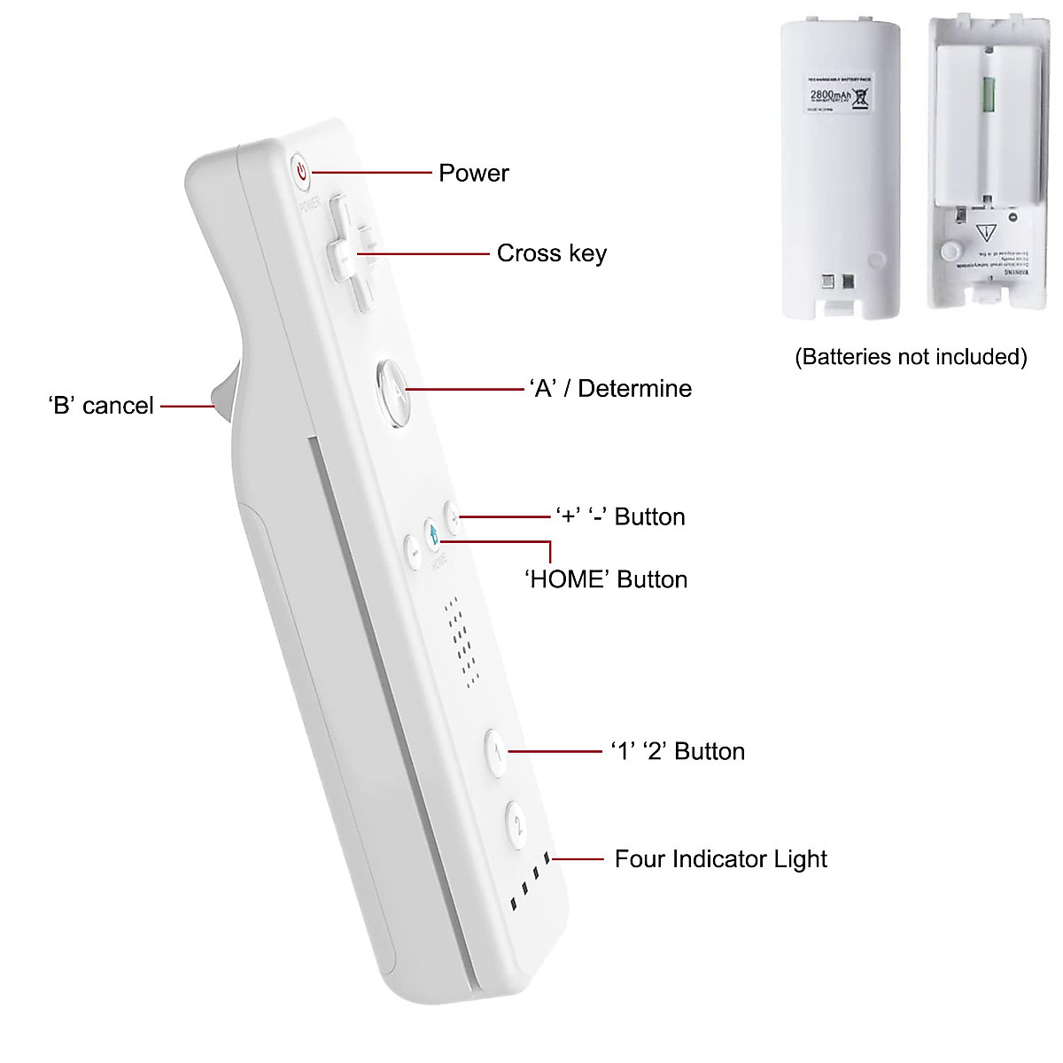 2 Pack Remote Controller Gesture Controller and Nunchuck Joystick Compatible for wii/wii u, Controller With Silicone Case and Wrist Strap - White