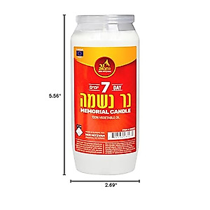 Ner Mitzvah 7 Day Yartzeit Candle - Kosher Yahrtzeit Memorial and Yom Kippur Candle in Plastic Holder