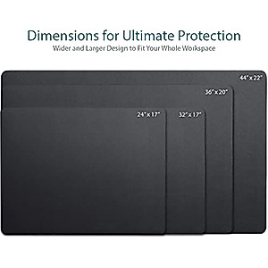 Leather Desk Pad 36" x 20", Vine Creations Office Desk Mat Waterproof Black, Smooth PU Leather Large Mouse Pad and Writing Surface, Top of Desks Protector, Wide Dual-Sided Blotter Accessories Decor