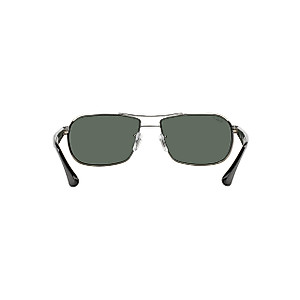 Ray-Ban RB3492 Rectangular Sunglasses, Gunmetal/CRYstal Green Polarized, 62 mm