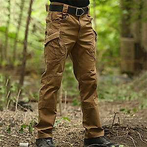 MNXOIA Urban Tactical Military Pants Men Multi Pockets Army Combat Cargo Pants Casual Work Stretch Cotton Trouser Gray XXL